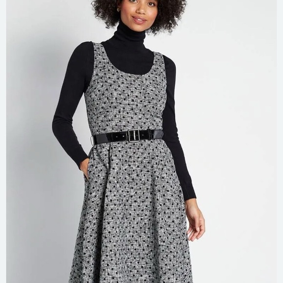 Modcloth | Dresses | Modcloth Take The Lead Aline Dress In Grey Polka ...